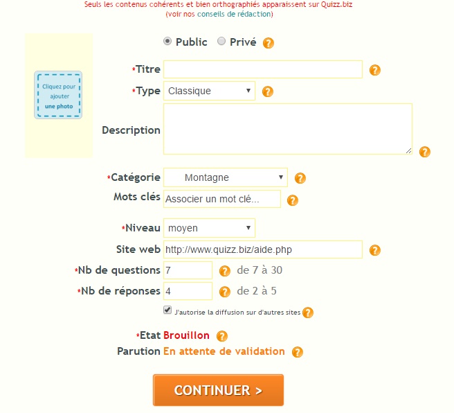 Comment créer un quizz